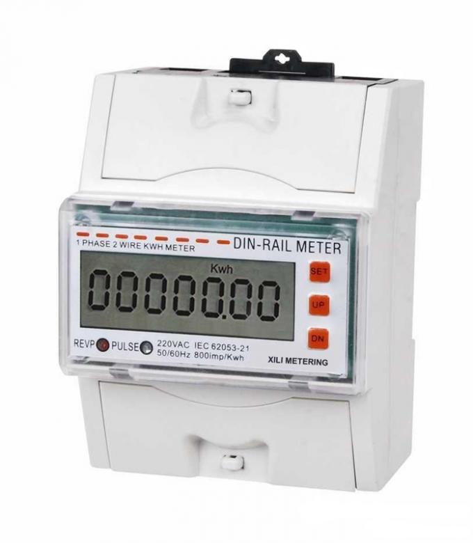 Electronic Single Phase DIN Rail mounting energy meter , portable kwh meter